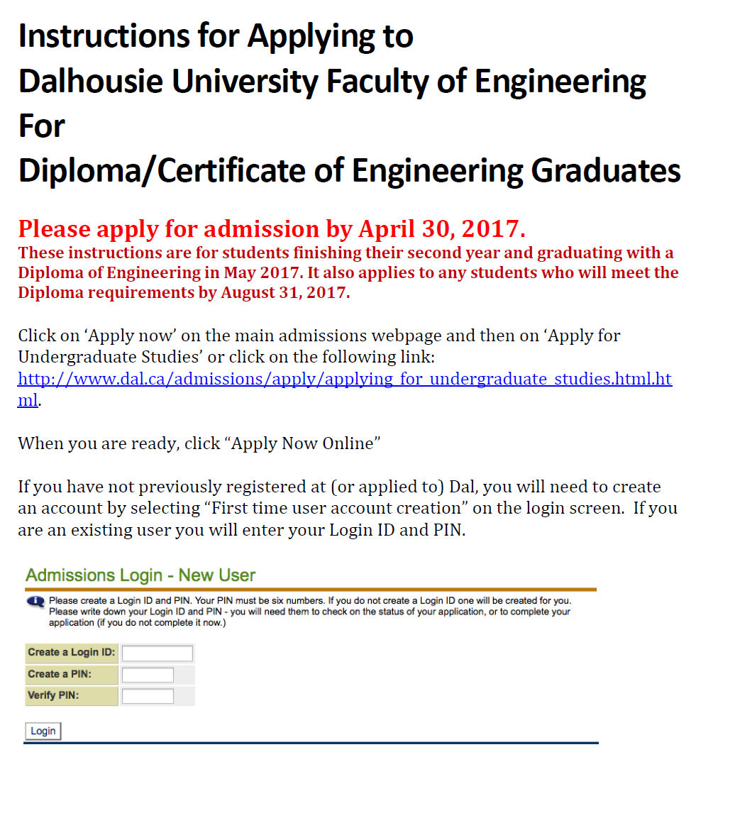 Dal Application Process - Ivan Curry School of Engineering